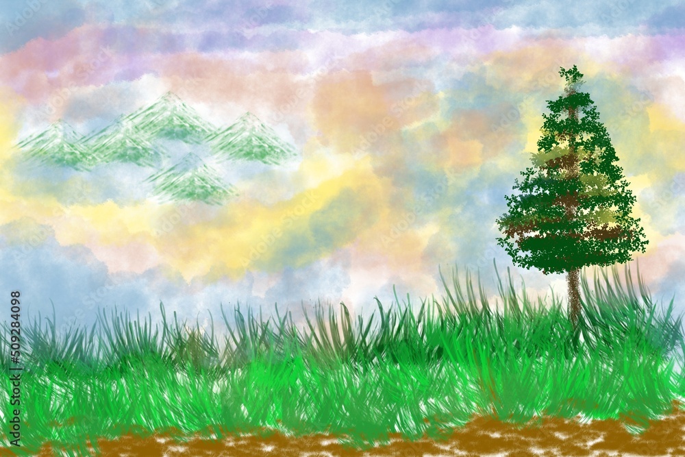 Nature landscape ,Abstract painting background , Colorful pretty ...