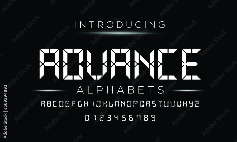 ADVANCE Square Tech Modern Alphabet Letter Font. Typography luxury ...