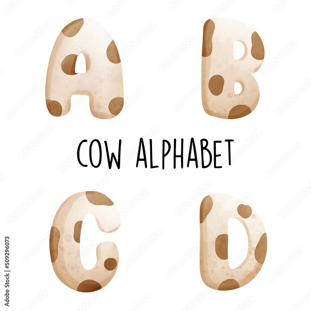 cow alphabet,cow font. Vector illustration Stock Vector | Adobe Stock
