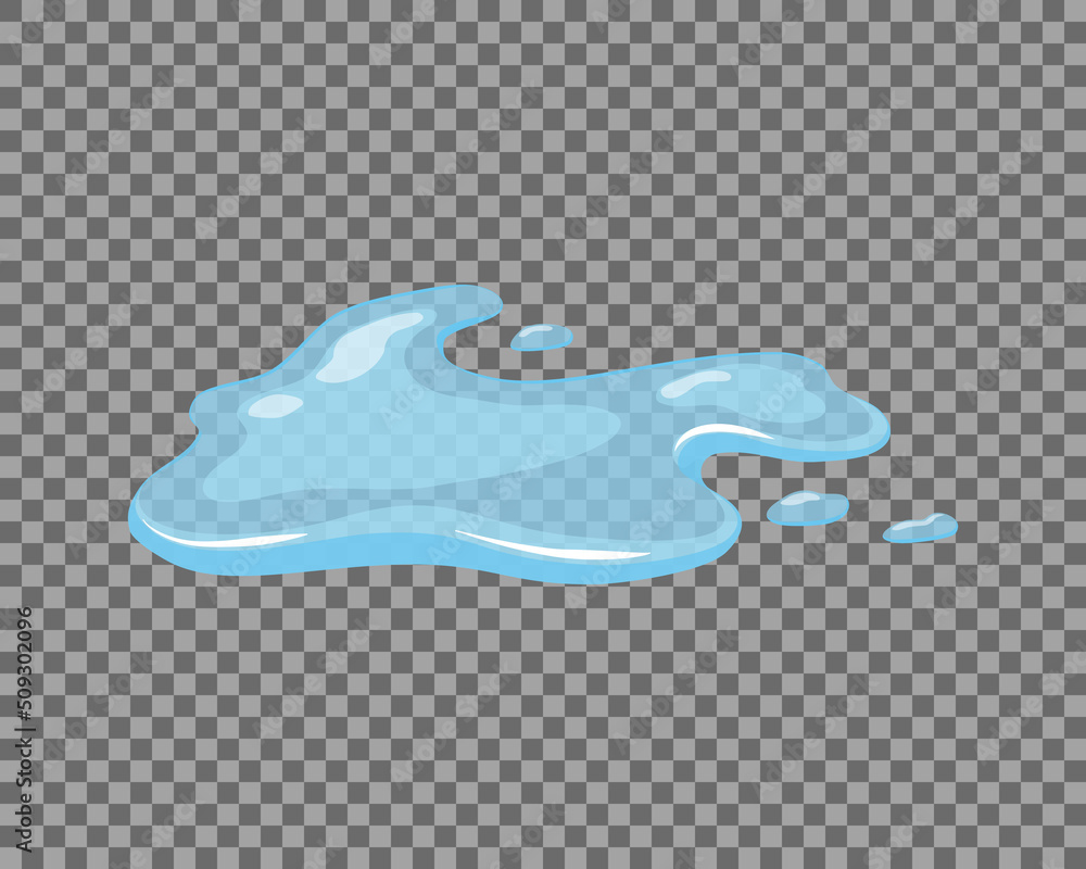 Water spill, puddle on a isolated transparent background. Blue autumn ...