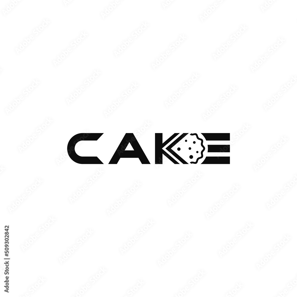 Cake text, negative space. Wordmark logo design. Stock Vector | Adobe Stock