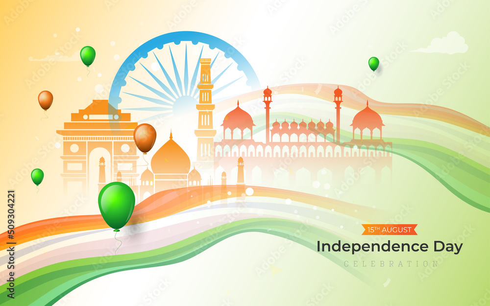 15th August Indian Independence Day Celebration Greeting Background ...