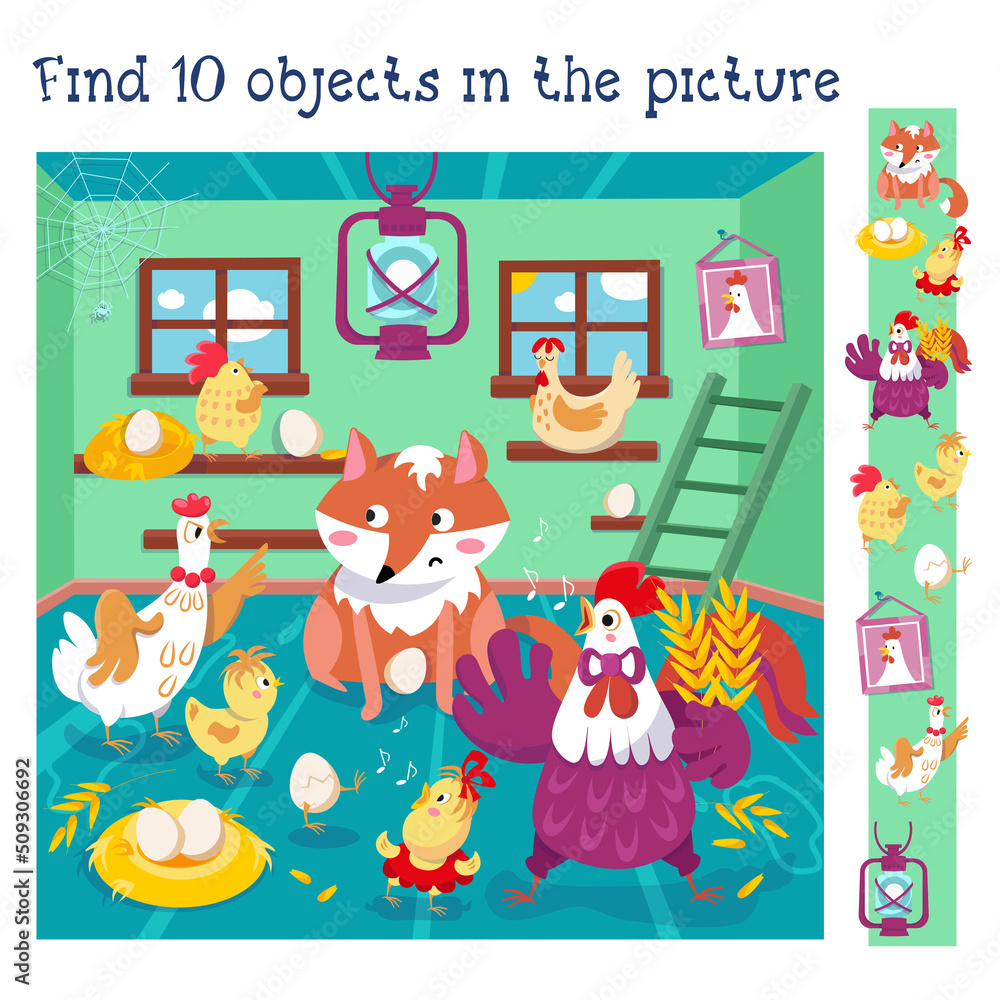 Find 10 hidden objects. Educational game for children. Funny family of ... Find 10 hidden objects. Educational game for children. Funny family of ...