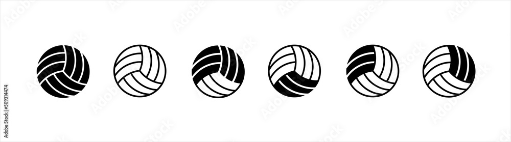 Volleyball ball icons set. Volley ball symbol for sports apps and ...