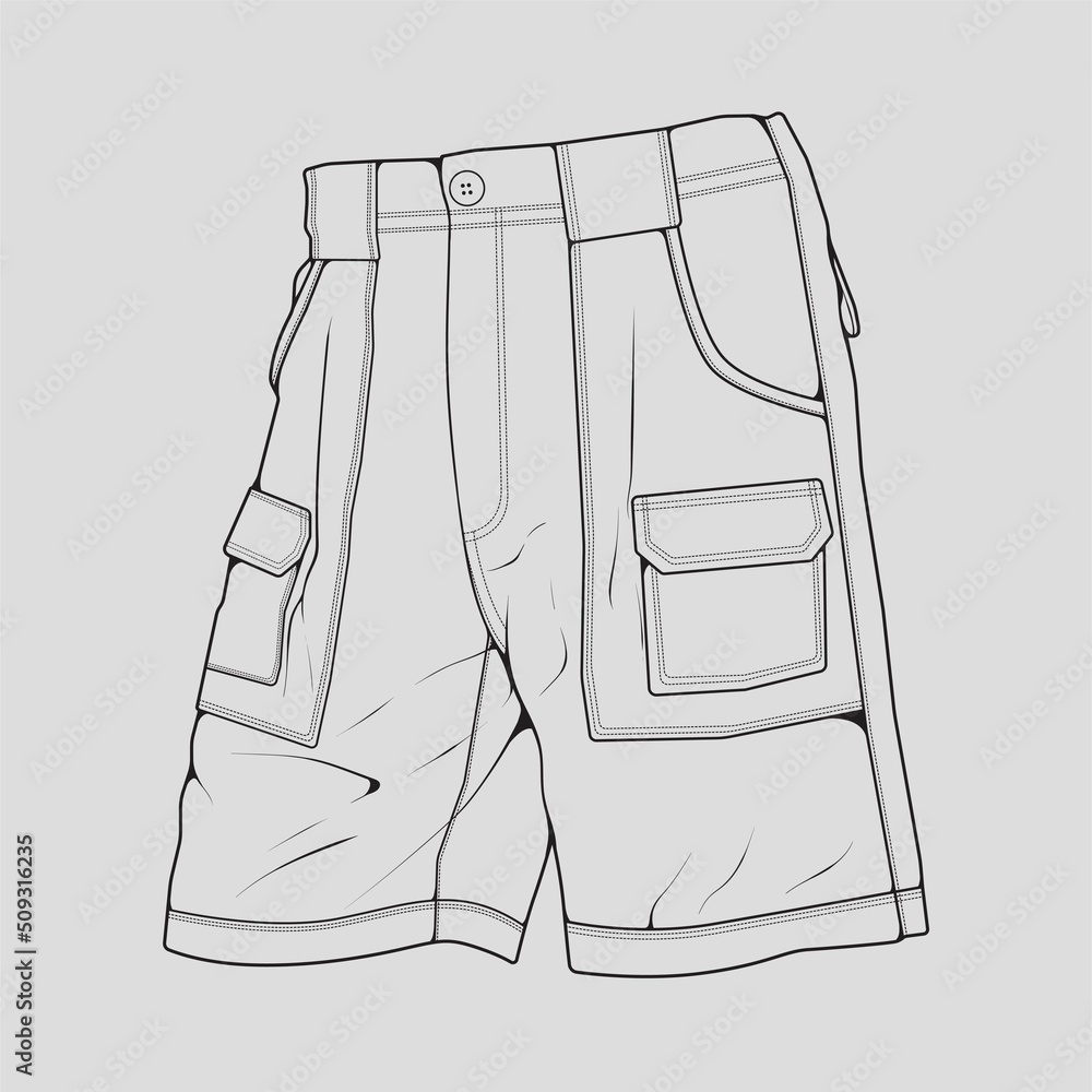 short pants outline drawing vector, short pants in a sketch style ...