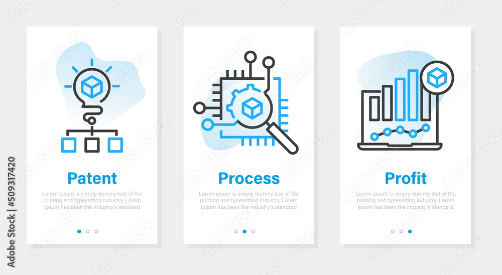 Vector banners with patent icons and texts Stock Vector | Adobe Stock