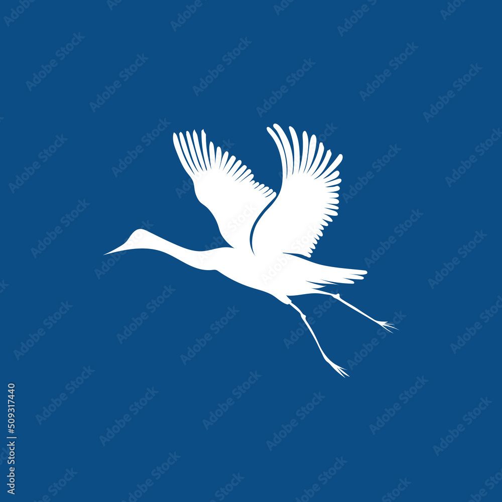logo of an egret flying Stock Vector | Adobe Stock