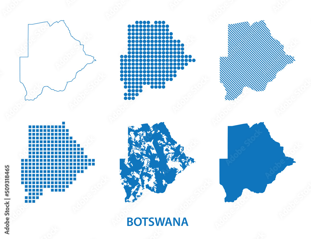 map of Republic of Botswana in Southern Africa - vector set of ...