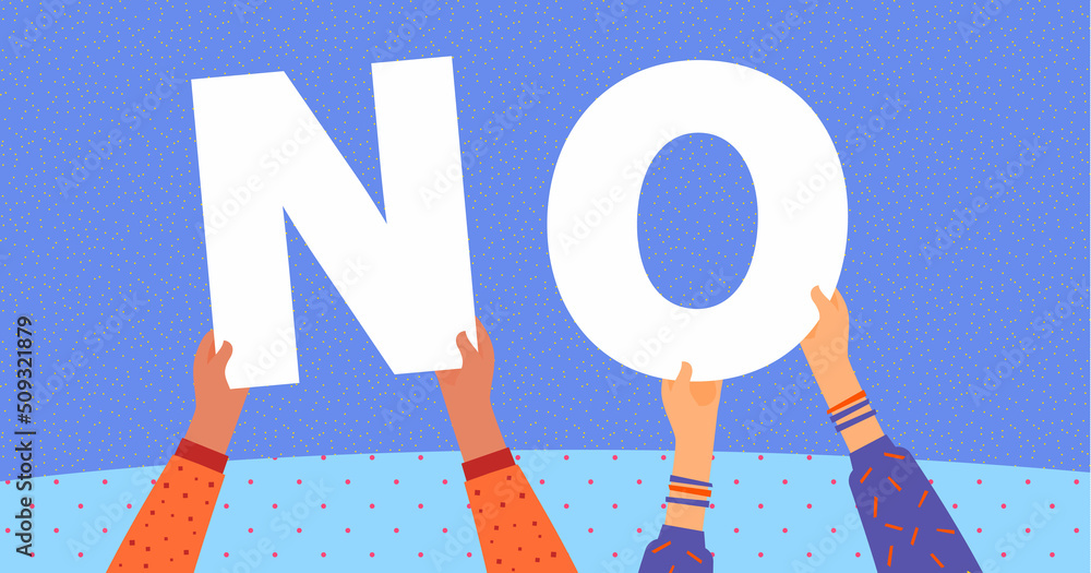 Photo & Art Print Vector cartoon illustration of human hand holding NO ...