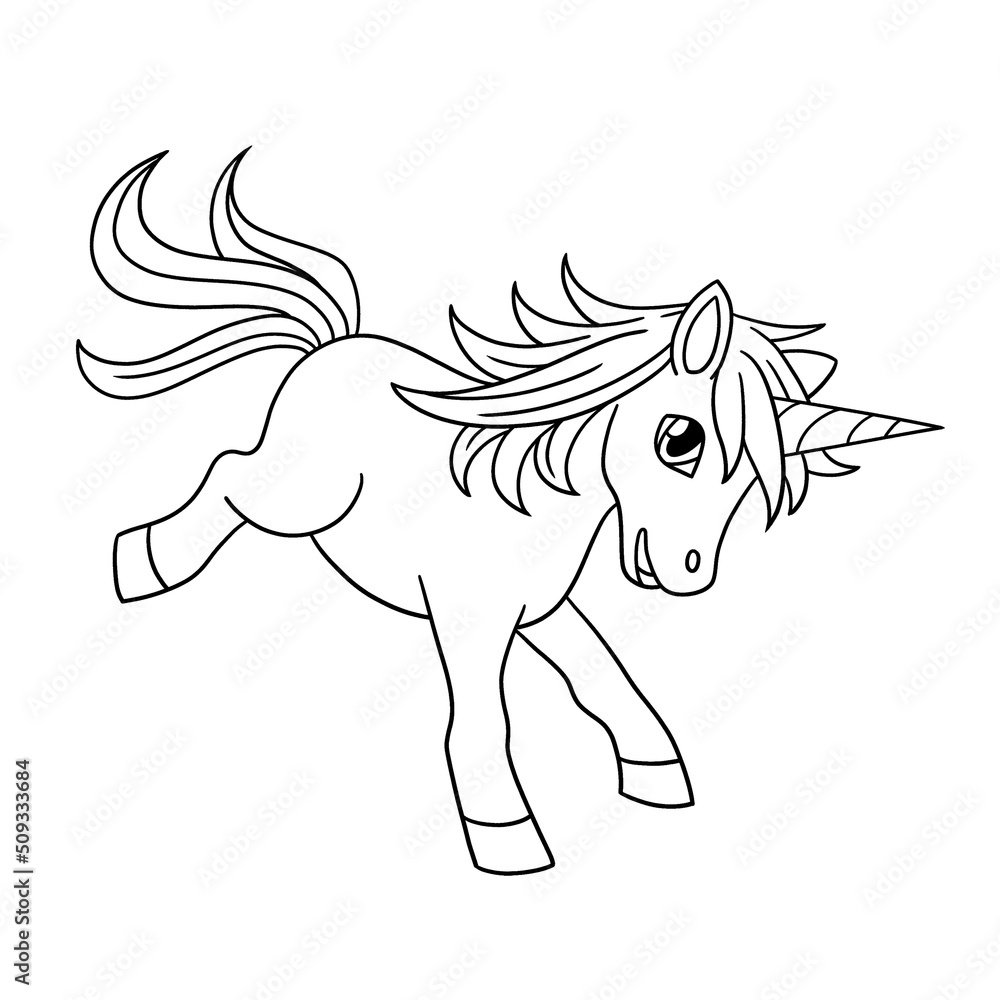 Falling Unicorn Isolated Coloring Page for Kids Stock Vector | Adobe Stock