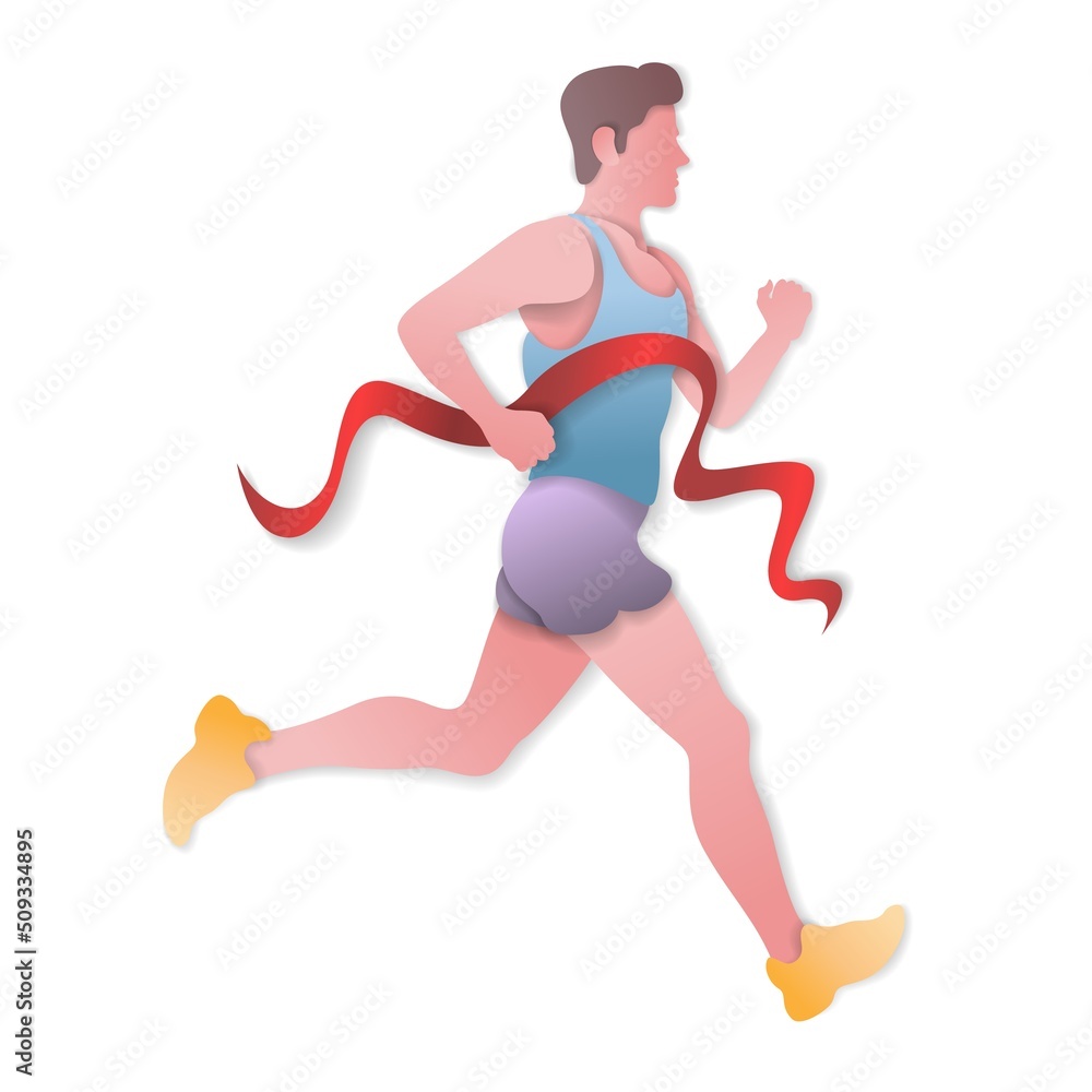 Paper cut style.A man on a run. The male character of the athlete ...