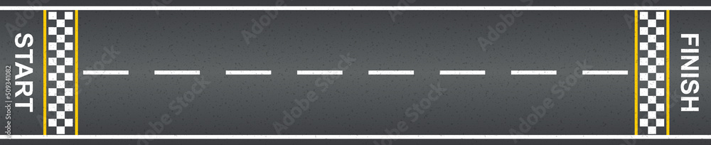 Top view of race car track with start and finish line. Vector Kart race ...