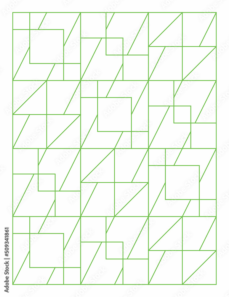 Adult coloring page of intersecting geometric shapes. Black and white ...