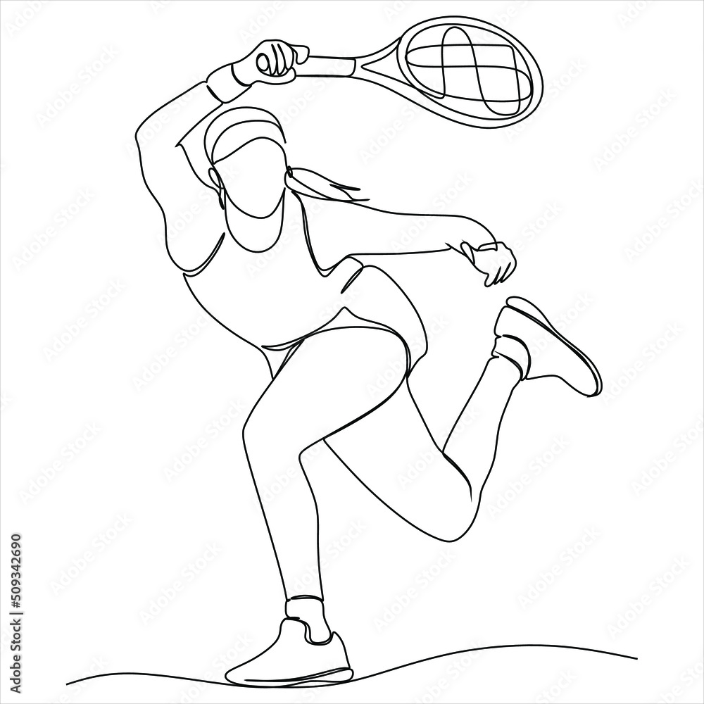 Vector drawing of a female tennis player. Sports, recreation. Stock ...