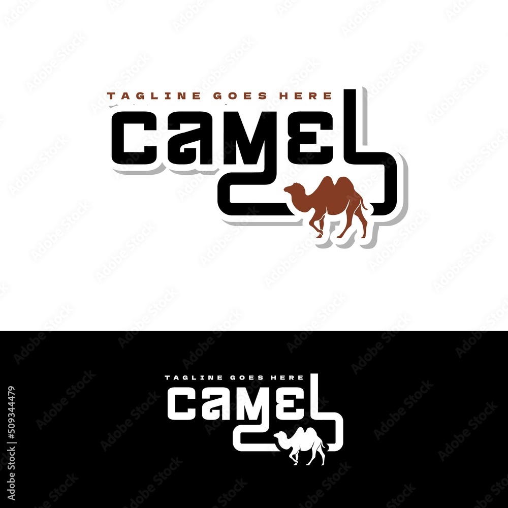 Camel Typography with camel vector illustration for company label logo ...