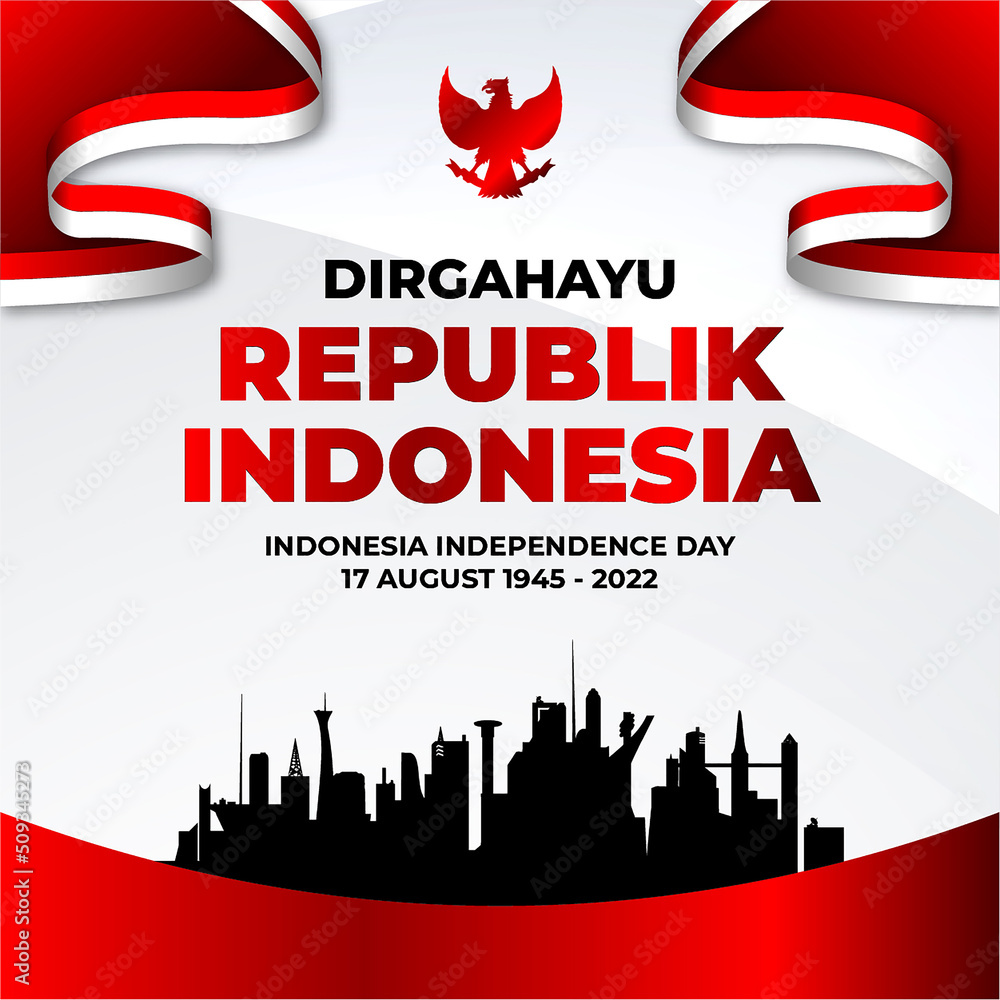 Dirgahayu Republik Indonesia With Indonesian Flag Stock Vector | Adobe ...