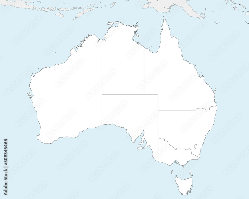 Vector blank map of Australia with regions and administrative divisions ...