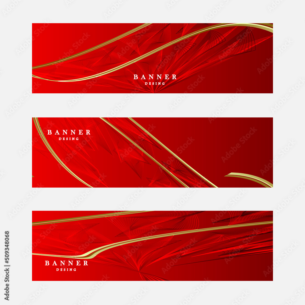 Set of red and gold banner design Stock Vector | Adobe Stock