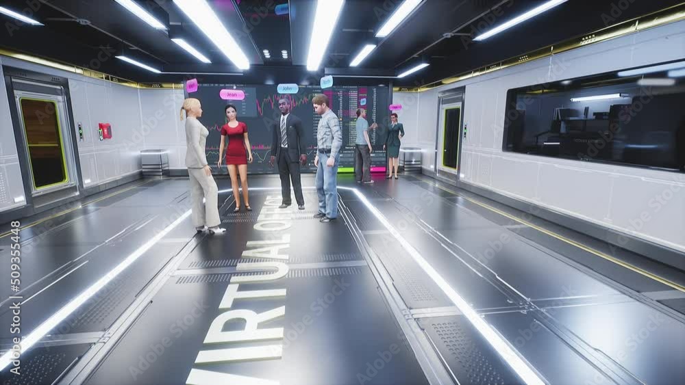 Human avatars, office workers communicate and interacting in the ...