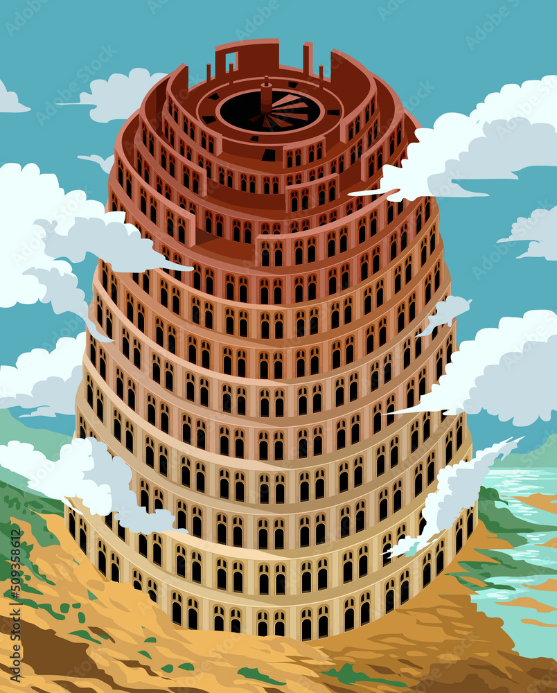 tower of babel old testament tale Stock Vector | Adobe Stock