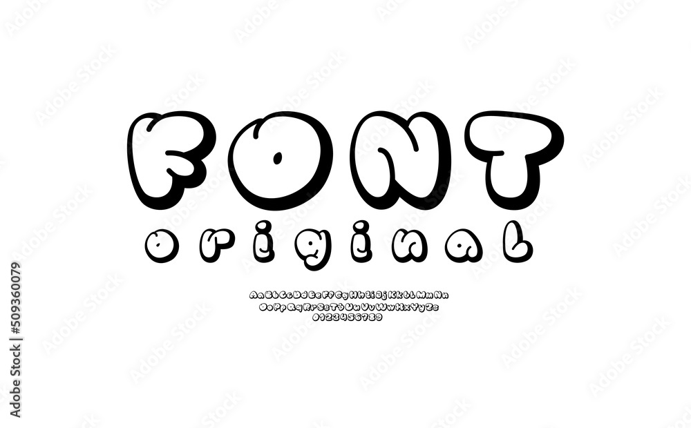 Outline font, comic alphabet in the cartoon style Stock Vector | Adobe ...