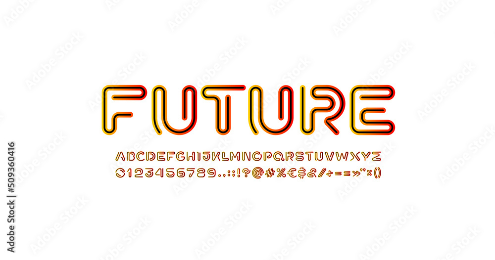 Future style alphabet, trendy font, technology style letters and ...