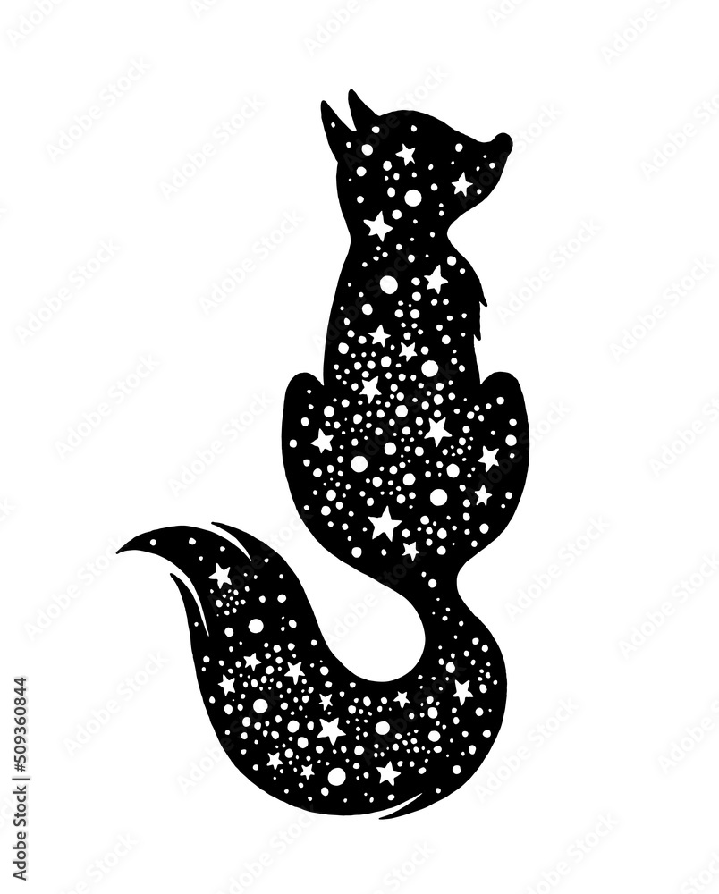 Fox silhouette. Vector animal illustration. Wild dog abstract art ...