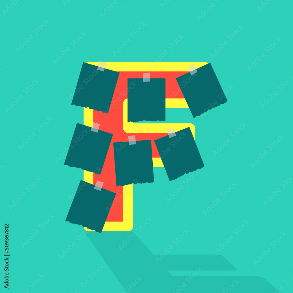 Sticky paper or image space on the letter F. photo collage and fun ...