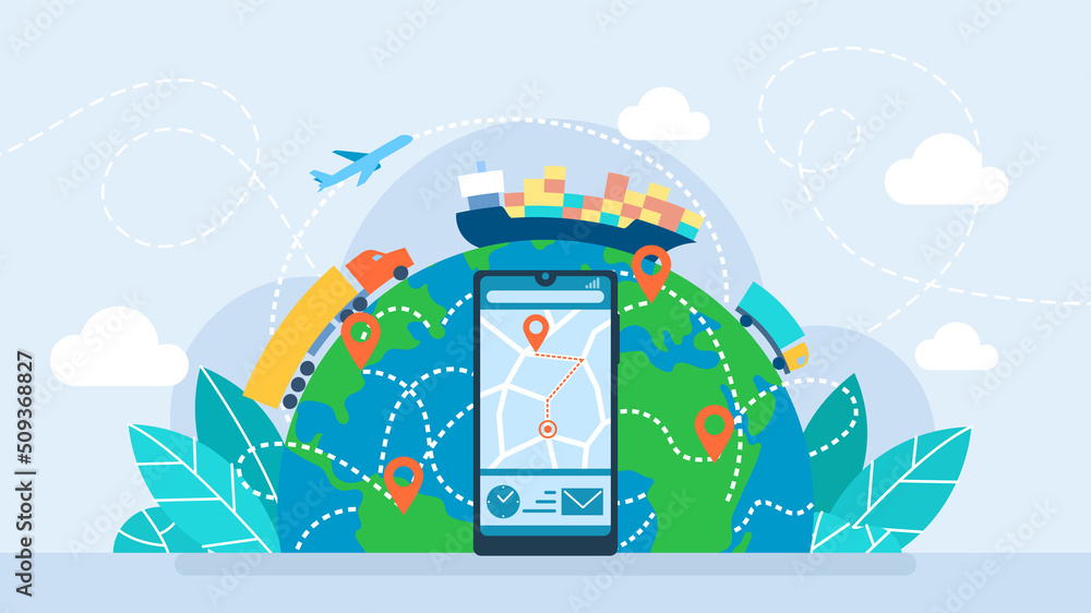 Cargo tracking in the mobile application. Fast shipping. Business ...