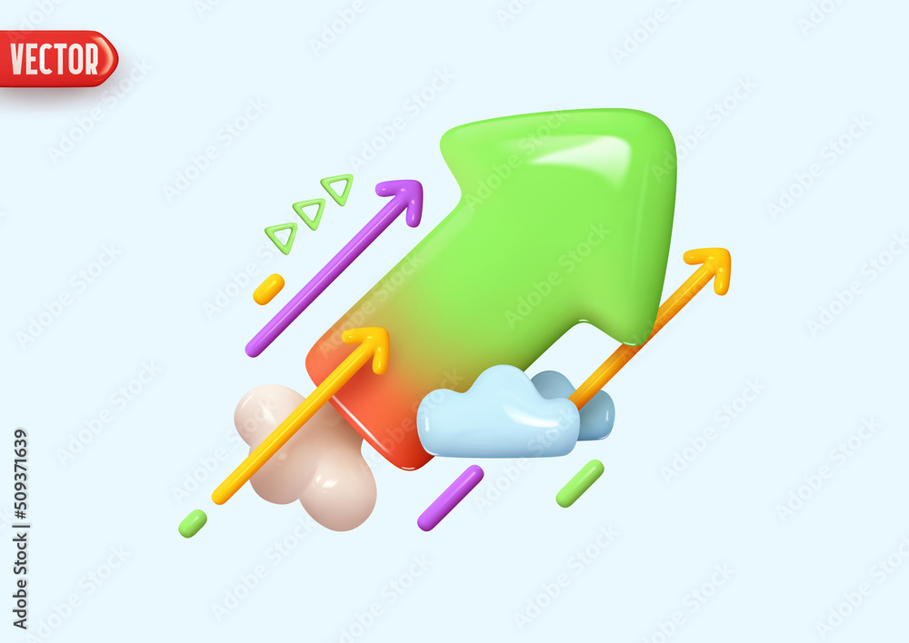 Green Arrow up. Growth chart sign. Trade infographic. Flexible upward ...