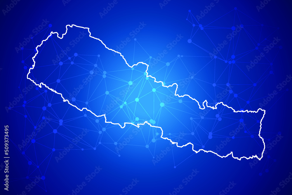 Nepal Map Technology with network connection background Stock Vector ...