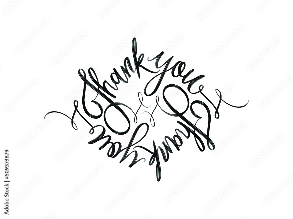 Thank you. Hand written lettering isolated on white background.Vector ...