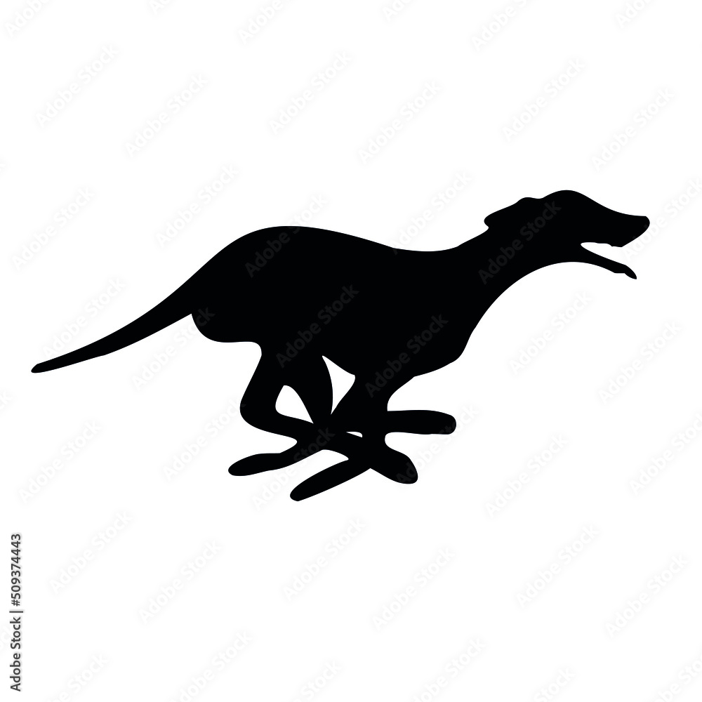 Vector hand drawn running whippet dog silhouette isolated on white ...