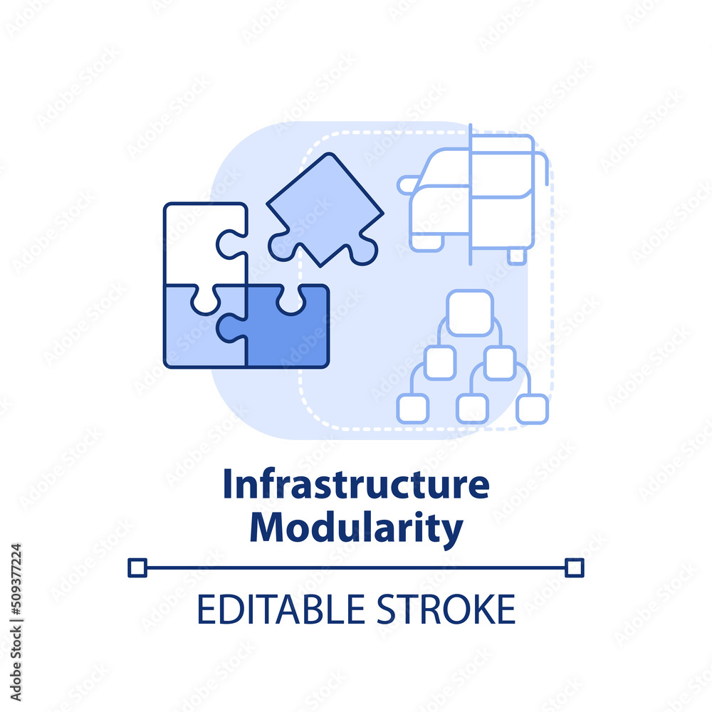Infrastructure modularity light blue concept icon. Components ...