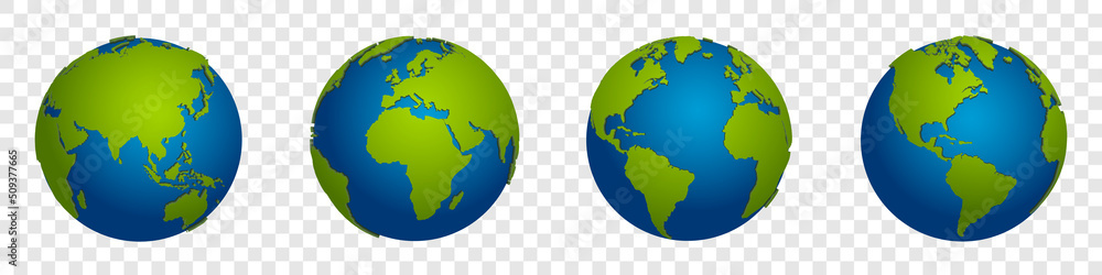 3d realistic Earth globe collection. Earth map. World map realistic ...