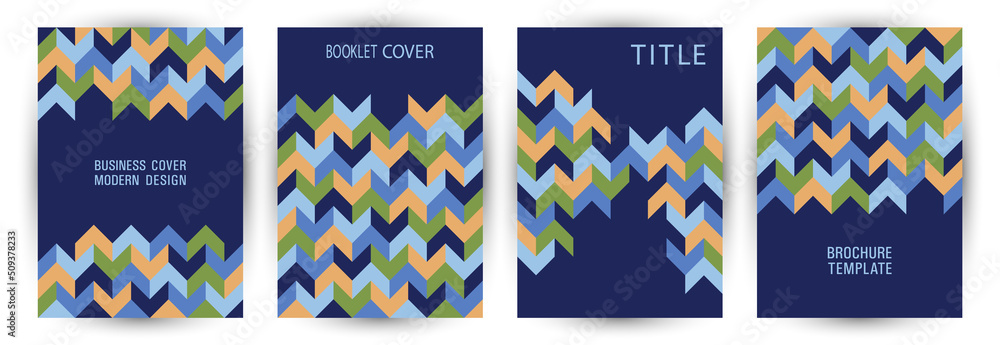 Corporate booklet front page layout set geometric design. Bauhaus style ...