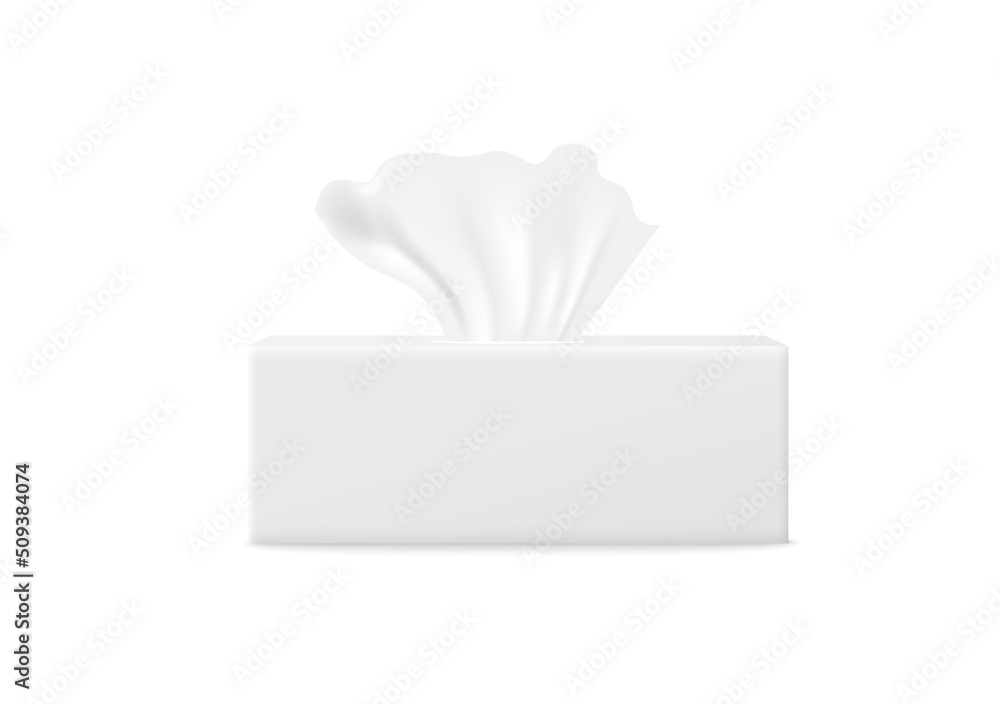 Tissue box with paper napkin from side view, realistic 3d vector ...