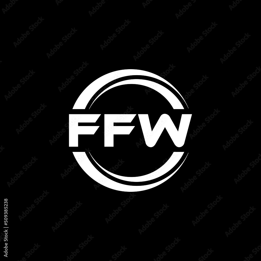 FFW letter logo design with black background in illustrator, vector ...