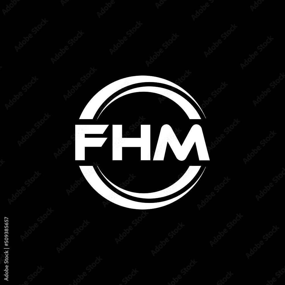 FHM letter logo design with black background in illustrator, vector ...