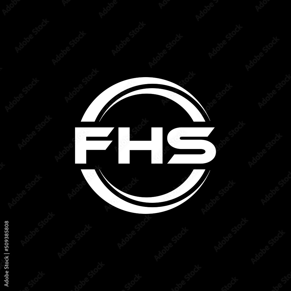 FHS letter logo design with black background in illustrator, vector ...
