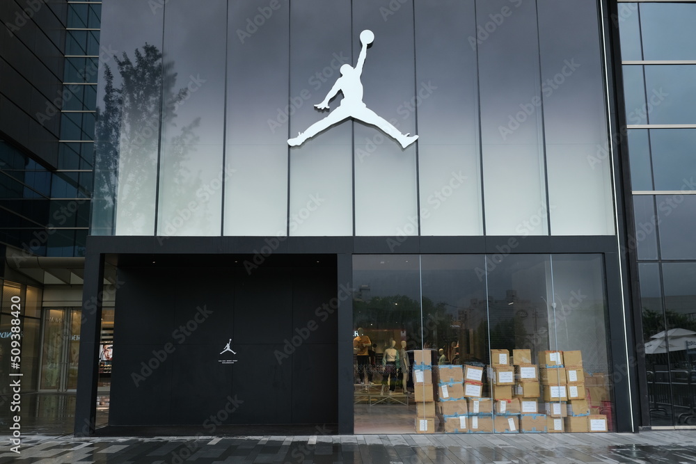 Shanghai,China-June 5th 2022: facade of large Air Jordan flagship ...