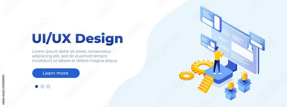 UI/UX design concept. Banner vector isometric illustration, ui concept ...
