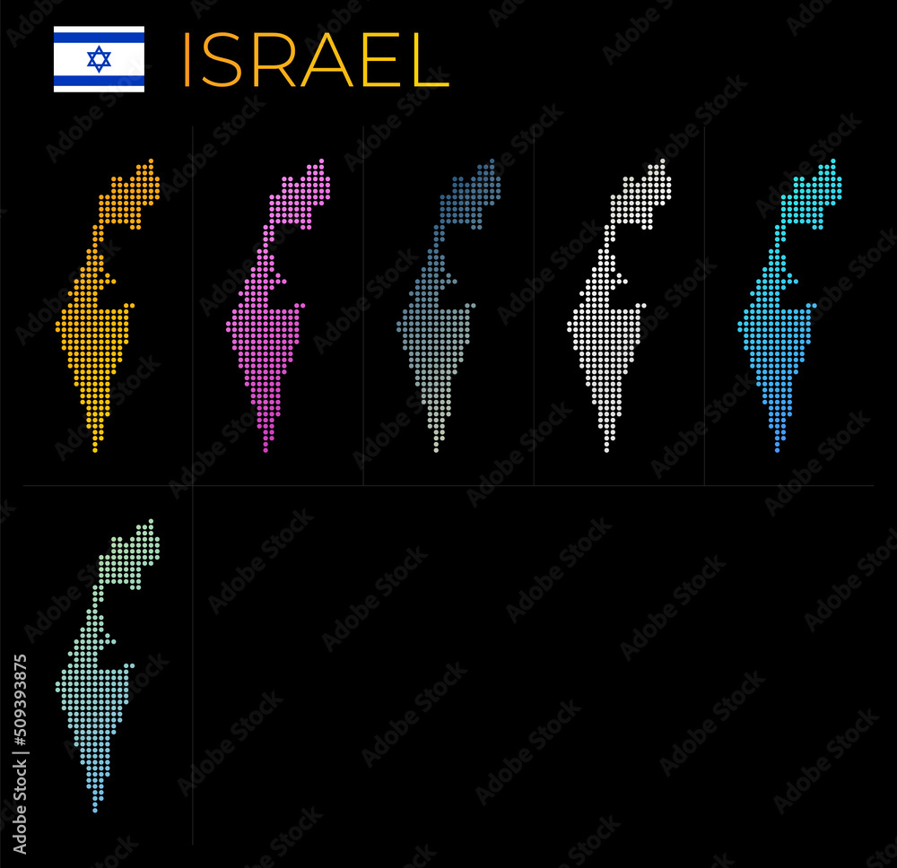 Israel dotted map set. Map of Israel in dotted style. Borders of the ...
