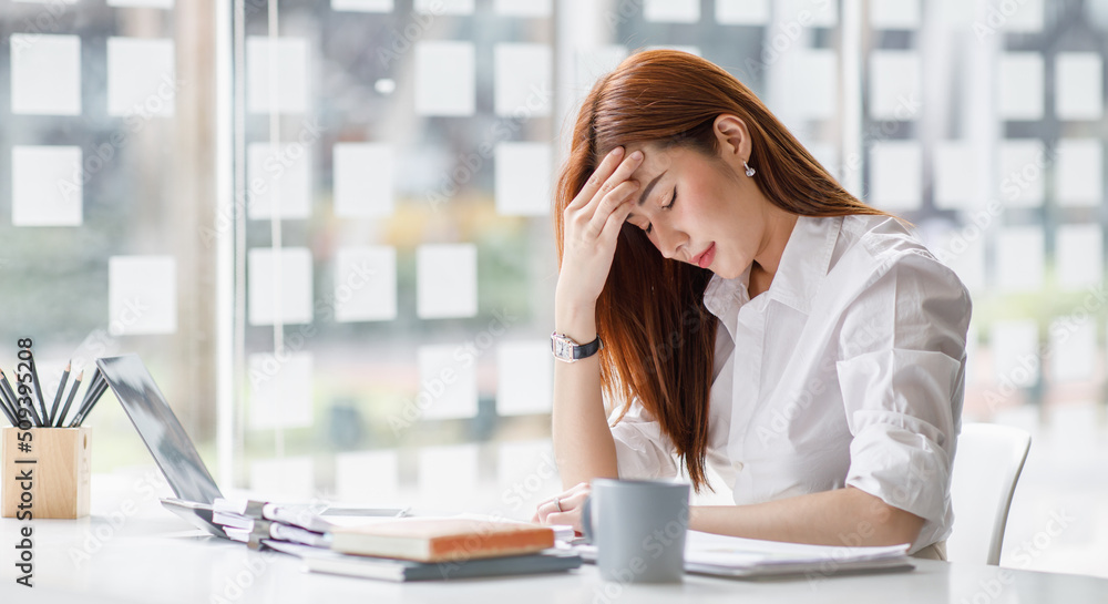 Tired teen girl rubbing dry irritable eyes feel eye strain tension ...