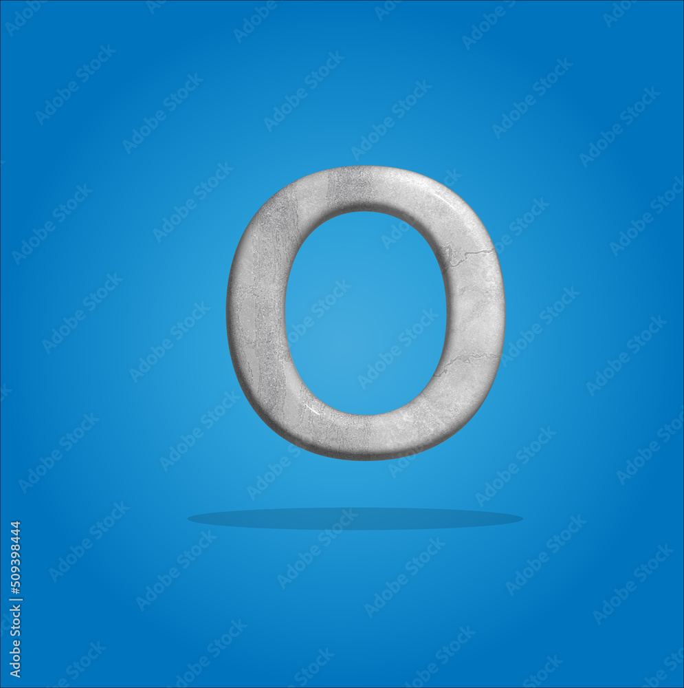 grey letter O logo isolated from blue background. 3D illustration Stock ...