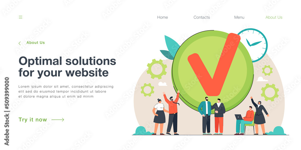 Team of business people finishing work with success. Tiny male and ...