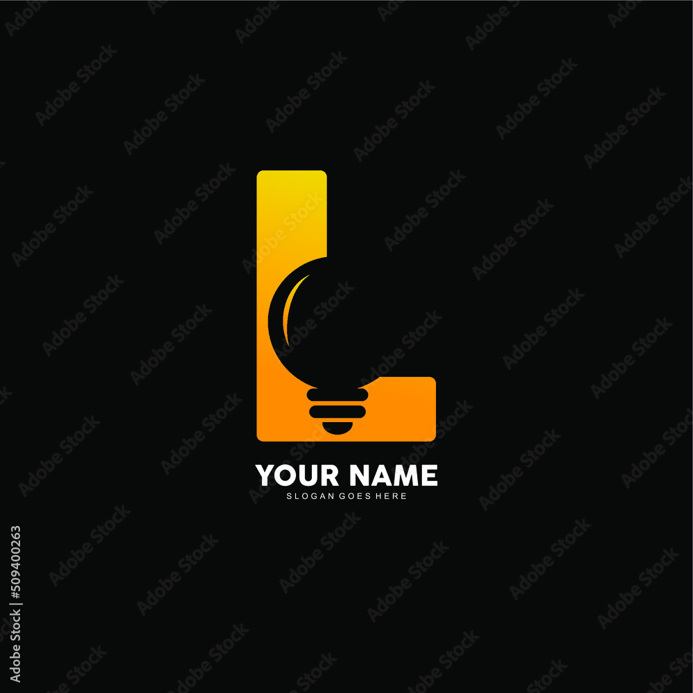 letter L logo and light bulb. vector illustration of letter L with ...