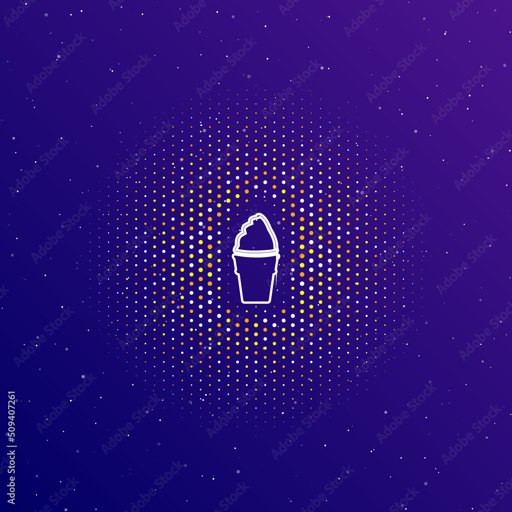 A large white contour ice cream symbol in the center, surrounded by ...