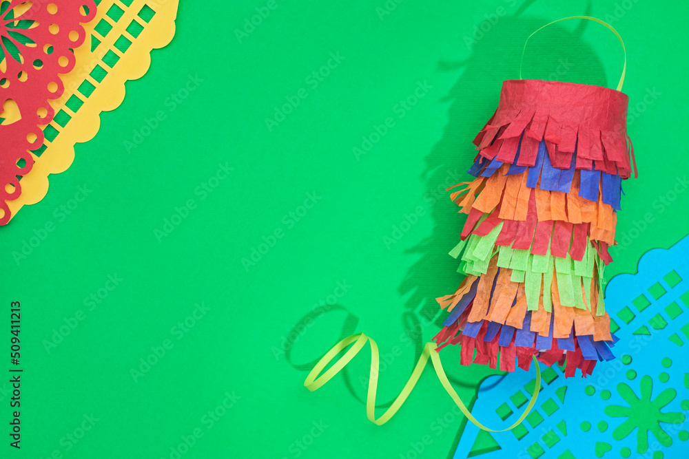 Hispanic heritage month background with mexican paper flags and mini ...