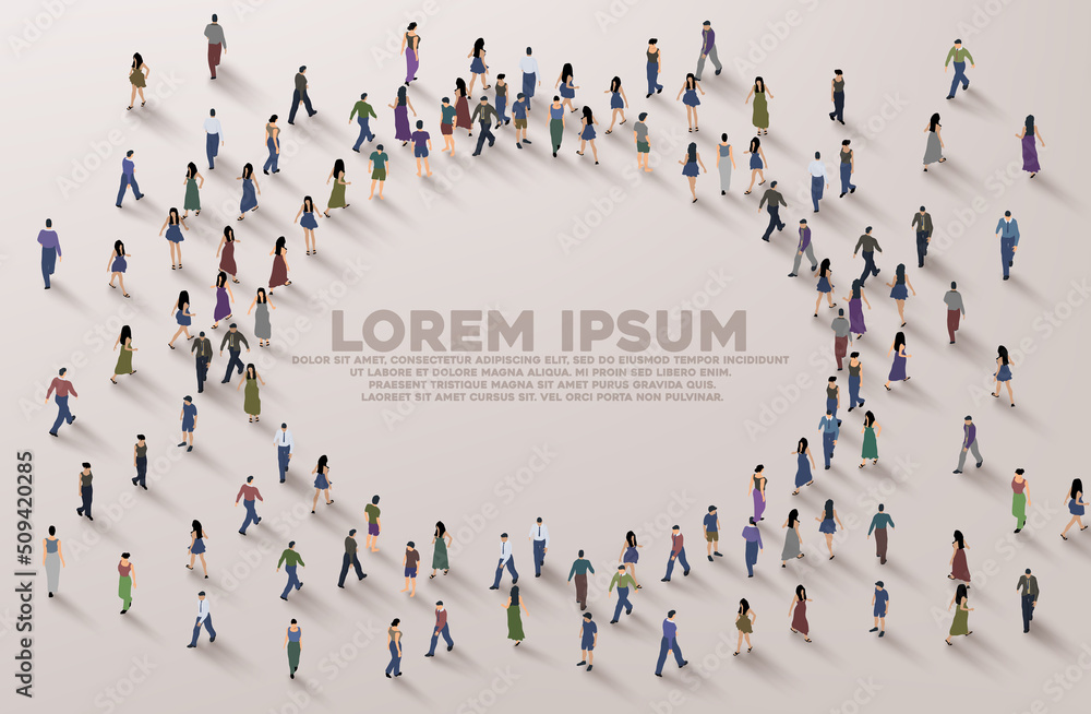 Large group of people on white background. People crowd concept. Vector ...